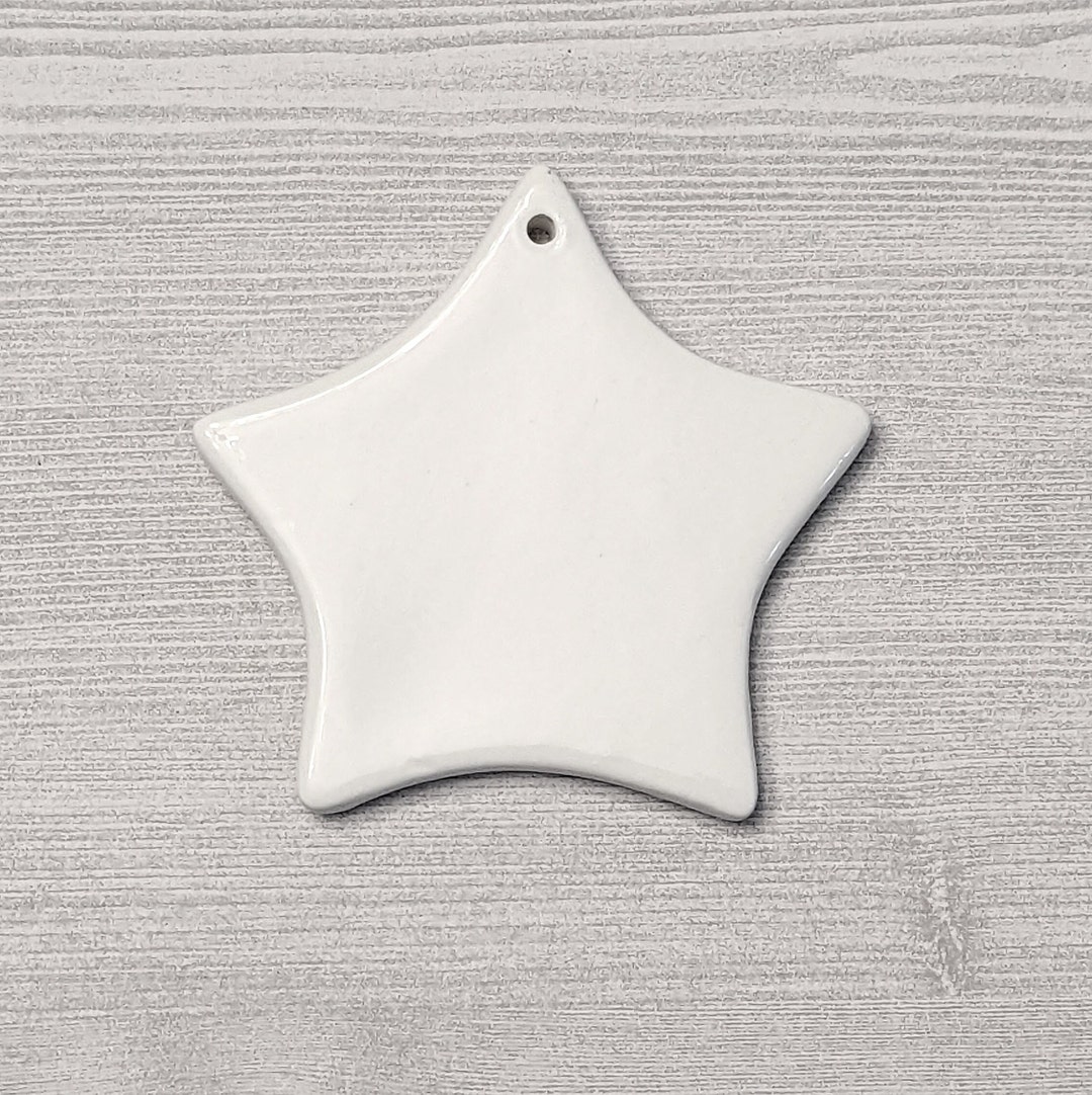 Blank White Ceramic Star Ornament Smooth Porcelain Glazed Ornaments DIY ...