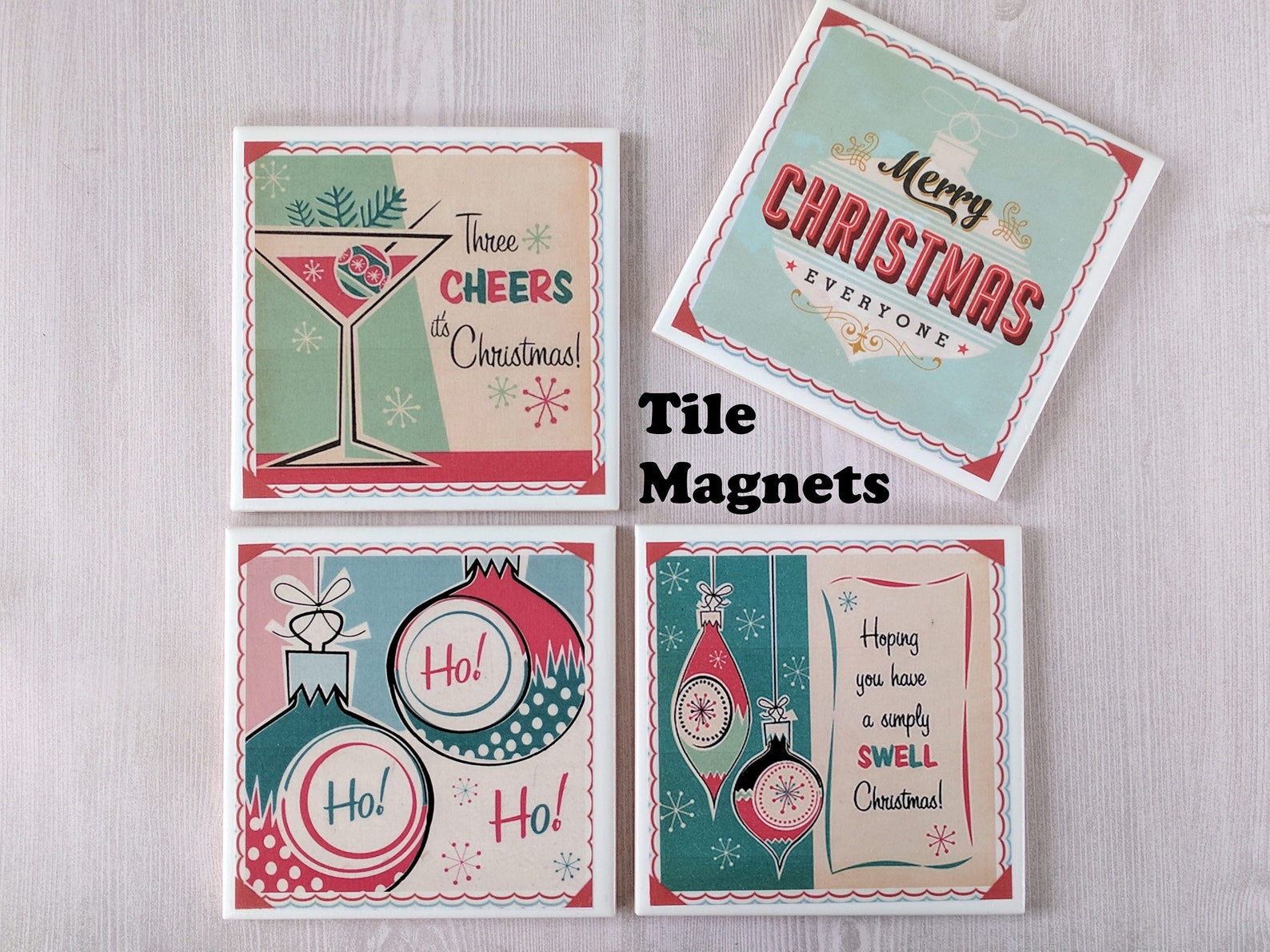 Retro Christmas Magnets Retro Holiday Magnets 1950s Christmas Decor ...
