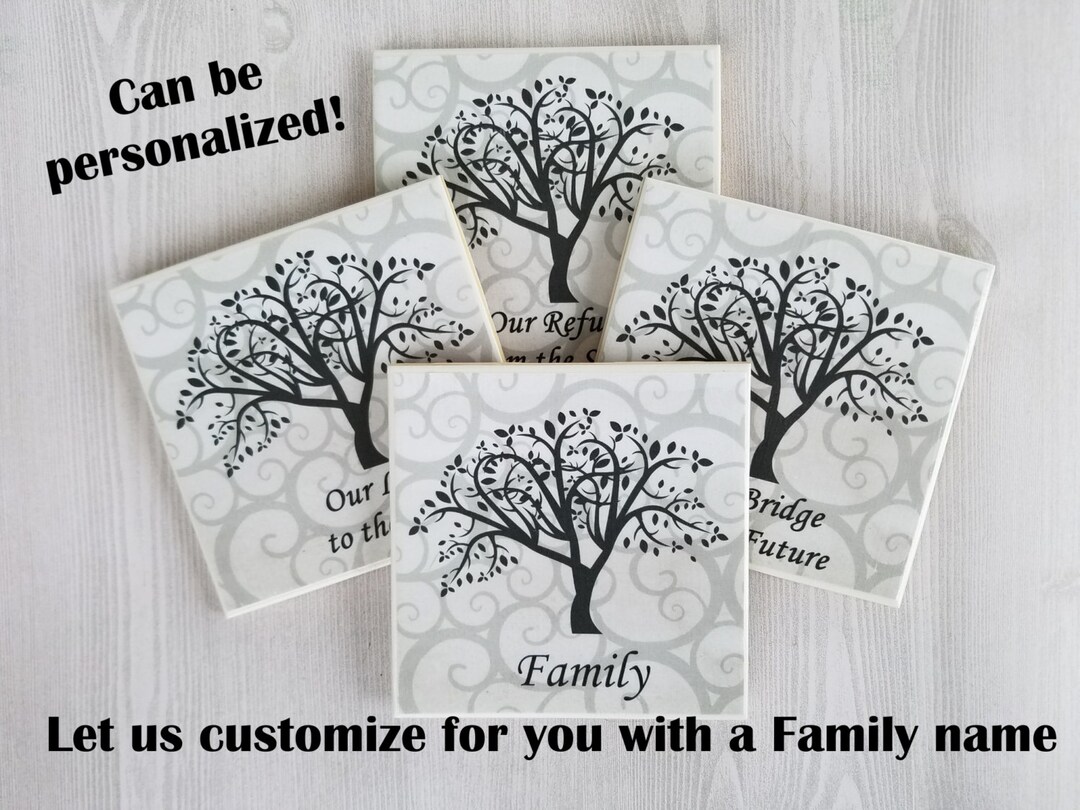 Personalized Family Coasters Magnets Family Tile Coasters Family Tree ...