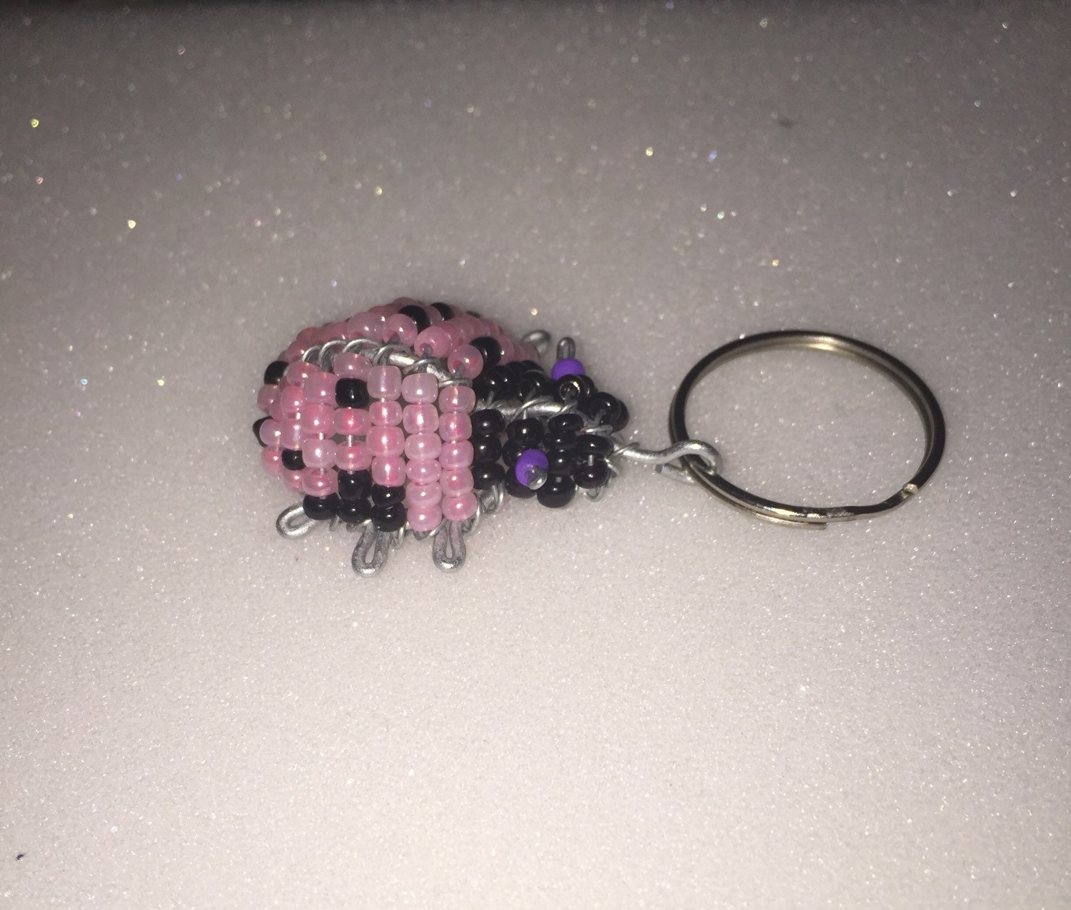 Pink Ladybug Wire & Glass Bead Keychain - Etsy