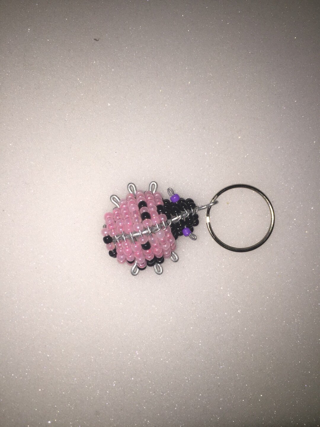 Pink Ladybug Wire & Glass Bead Keychain - Etsy