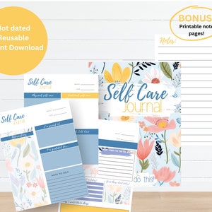 Self Care Journal Positive Affirmation, Monthly Mood Tracker, Printable ...