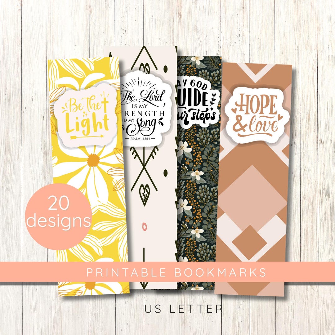 Printable Boho Christian Bookmarks -faith-based Design 20 Different ...