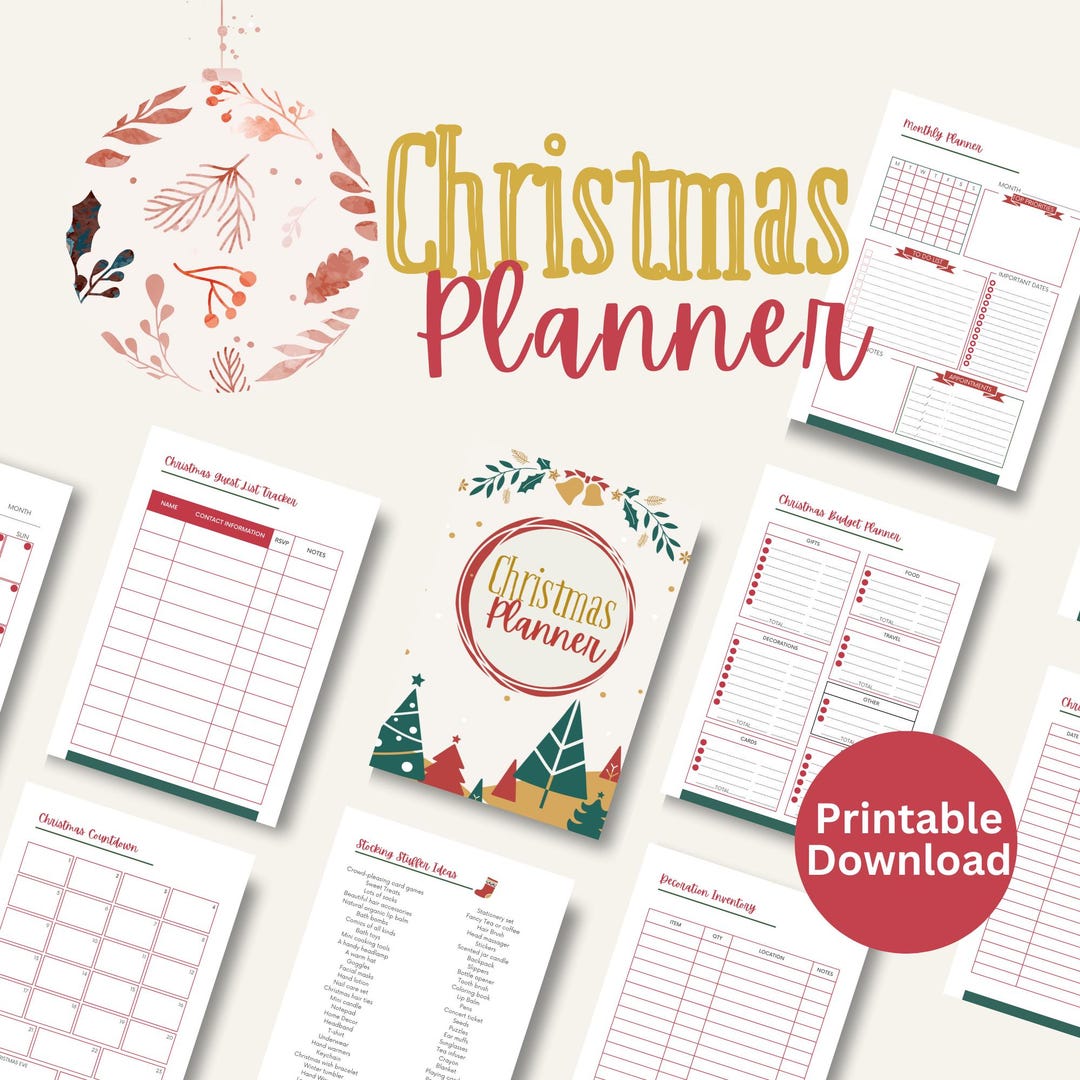 Printable Christmas Planner Holiday Organizer Printable Xmas Gift ...