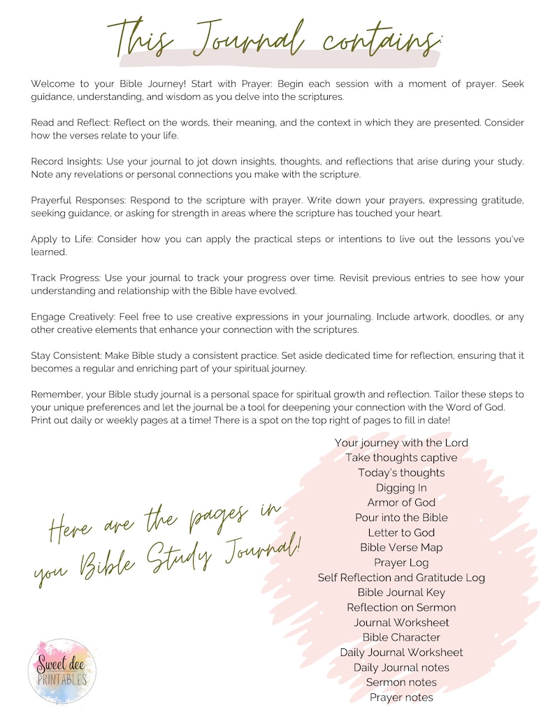 Bible Study Journal Printable | Cultivate a Deeper Connection Through ...
