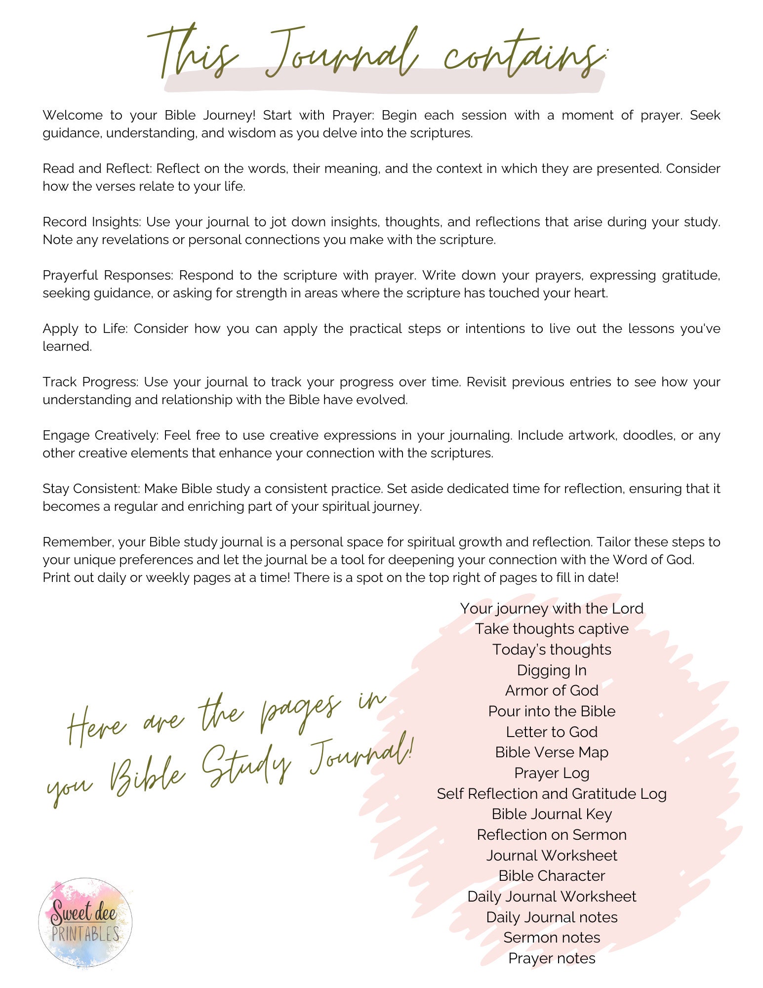 Bible Study Journal Printable | Cultivate a Deeper Connection Through ...