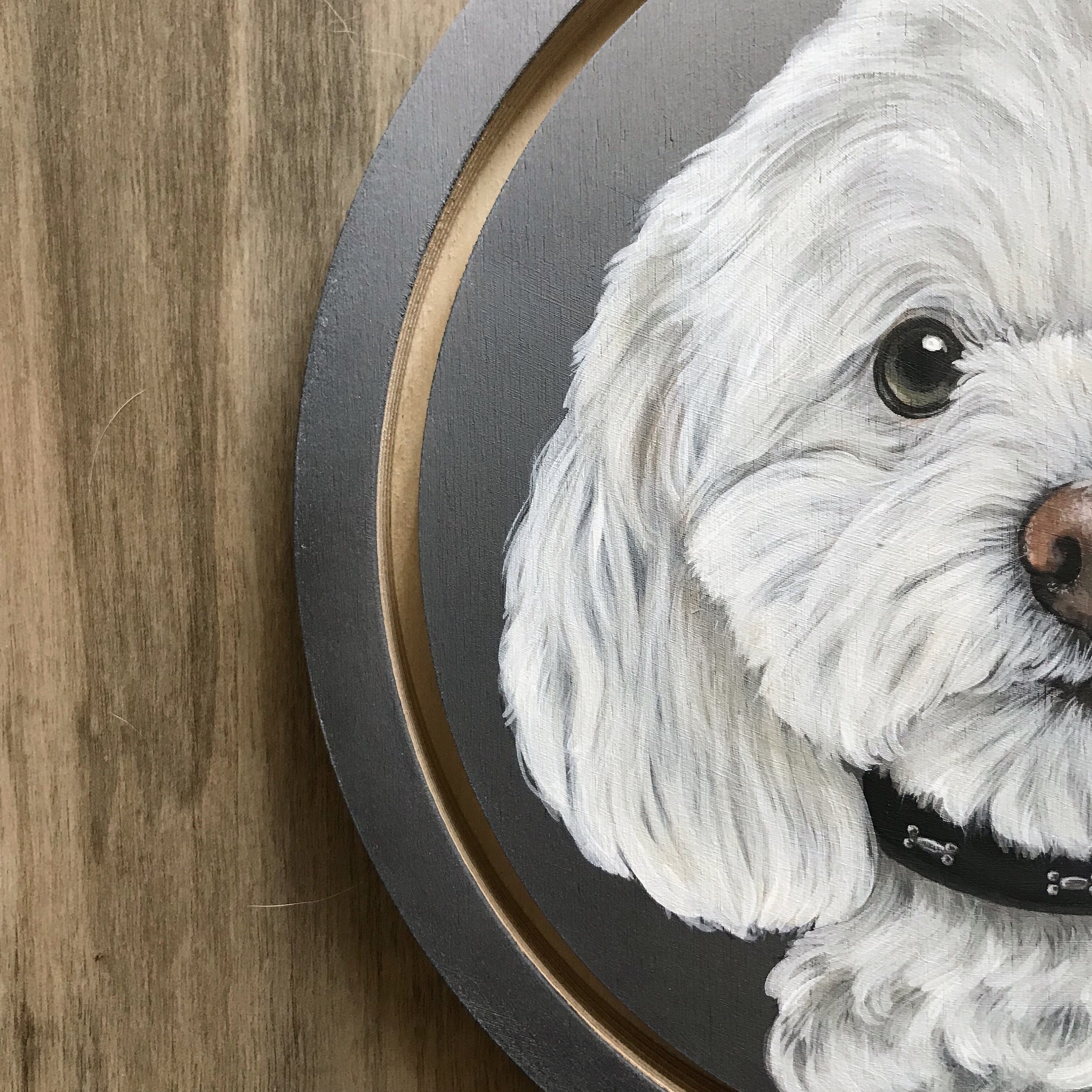 Custom Acrylic Pet Portrait on Round Panel