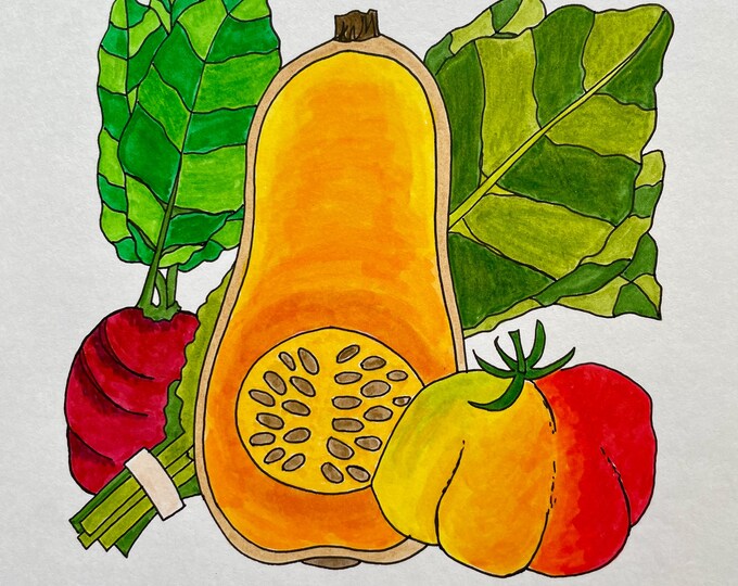 Original Pen and Ink Drawing, "fall Harvest," Ready for You to Frame ...