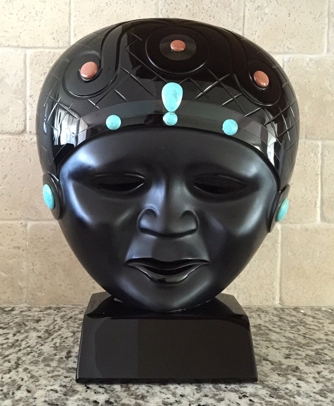 Sculpture "amazing Xlarge Solid Hand Carved Obsidian Mayan Sculpture ...