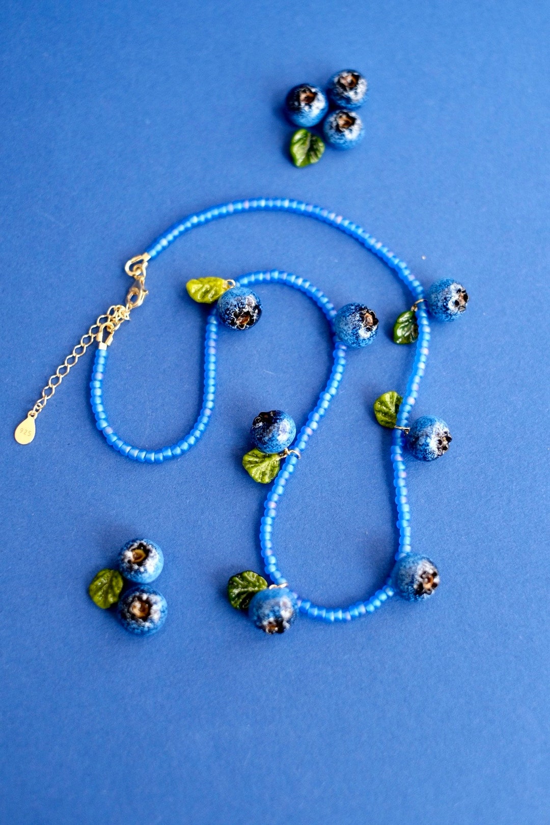 Lampwork Glass Blueberry Beaded Necklace - Etsy