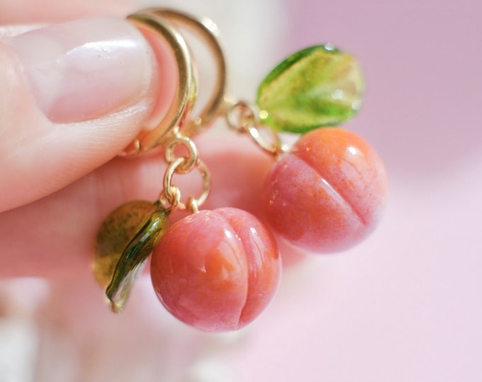 Lampwork Glass Peach Hoop Earrings - Etsy