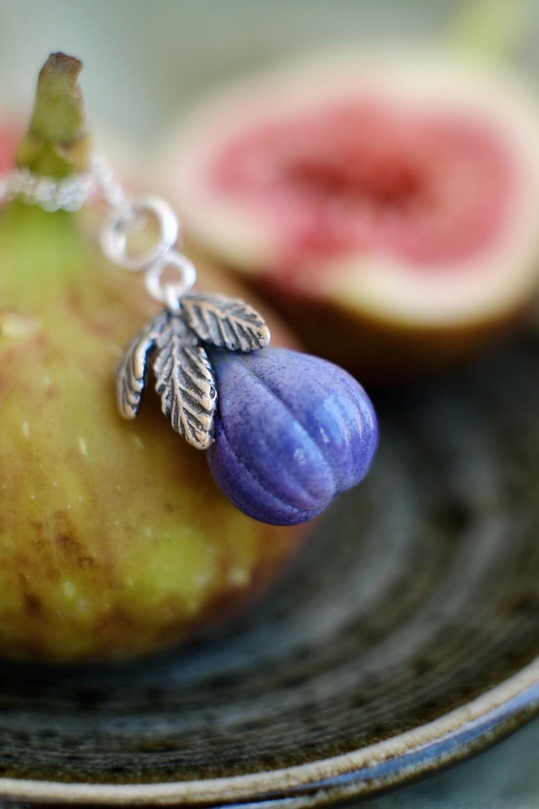 Fig Fruit Murano Glass Pendant *silver* or *gold* - Etsy