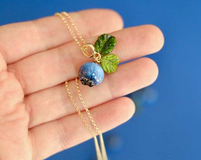 Blueberry Necklace and Earrings Set, Glass Blueberry Jewelry, Blue and ...