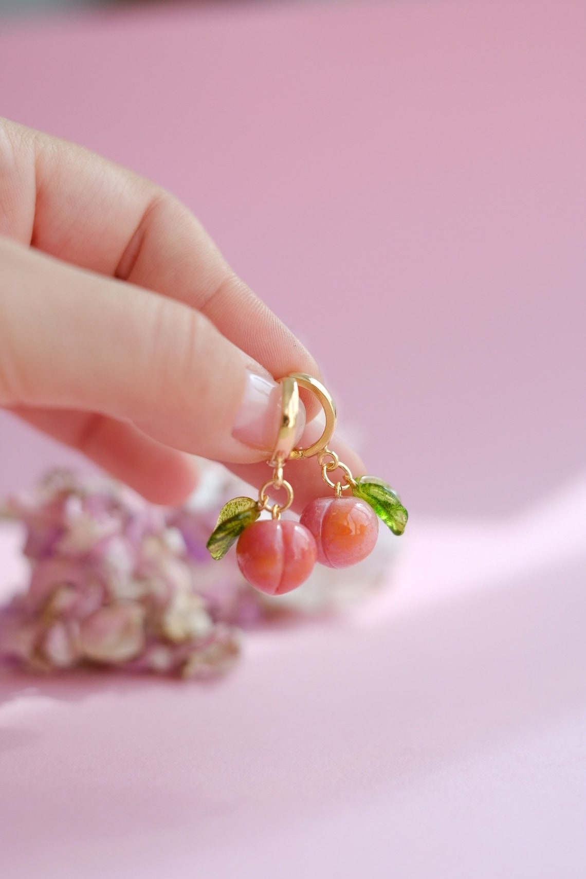 Lampwork Glass Peach Hoop Earrings - Etsy