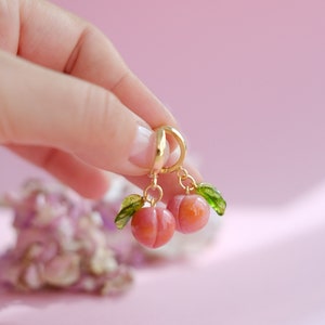 Lampwork Glass Peach Hoop Earrings - Etsy