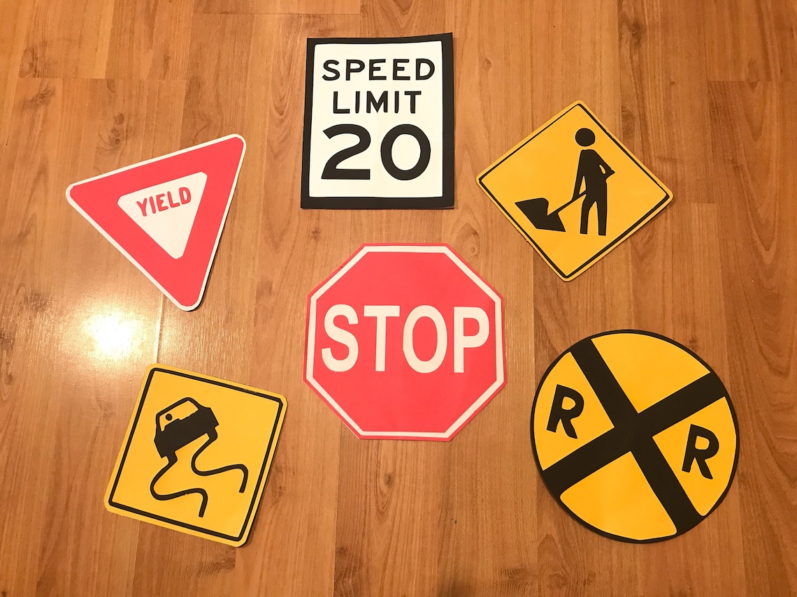 Transportation Theme Birthday Party Street Sign Set, Stop Sign ...