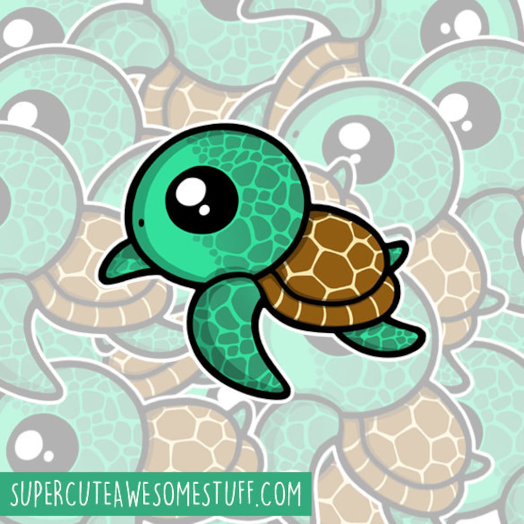 Turtle Sticker - 3 Inch Die Cut Sticker - Cute Turtle Sticker - Laptop ...