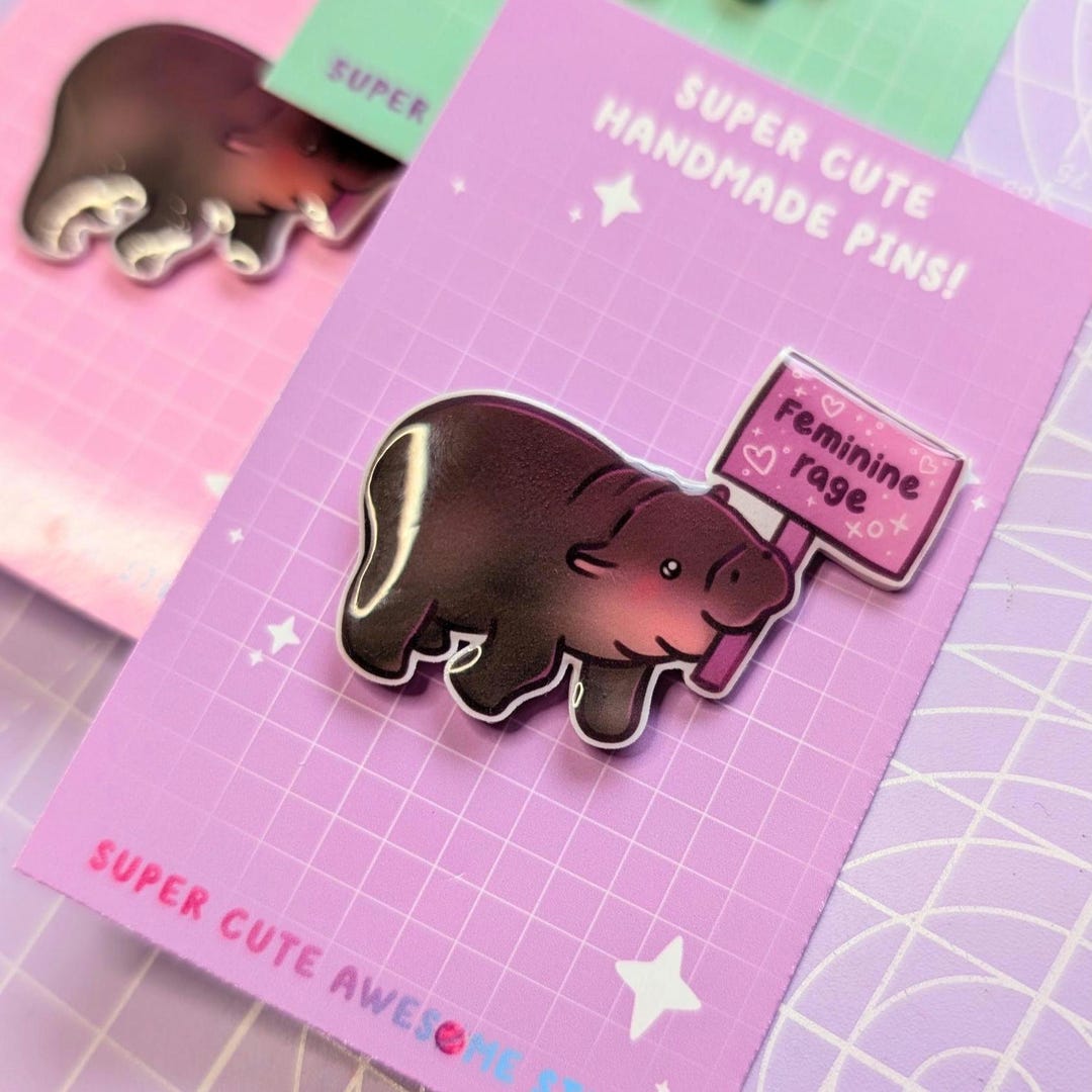 Baby Hippo Pin, Handmade Pins, Pin Badges UK, Hippo Pin Badge, Sealife ...
