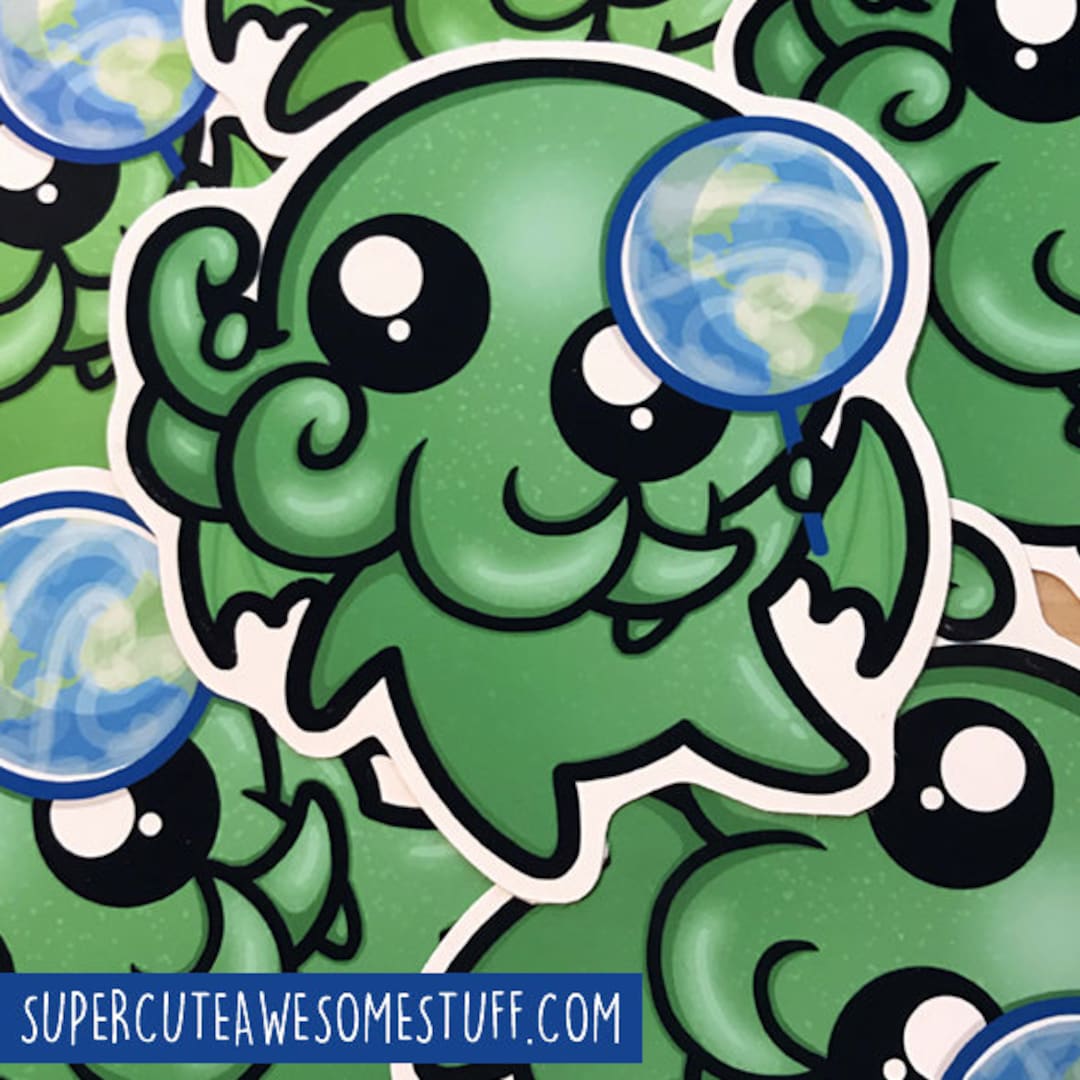 Cute Cthulhu Sticker - 3 Inch Die Cut Sticker - Cute HP Lovecraft ...