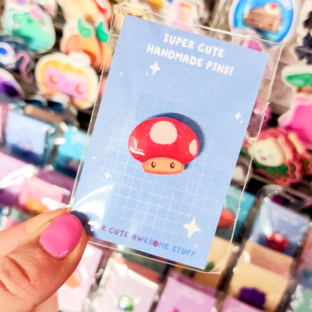 Mushroom Pin, Handmade Pins, Pin Badges UK, Mushroom Pin Badge ...