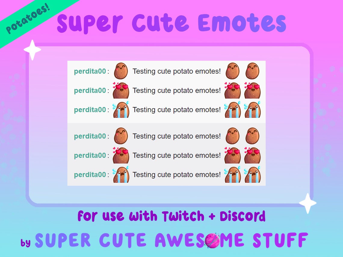 Super Cute Potato Twitch Emote Pack 3 Potato Twitch Emotes | Etsy