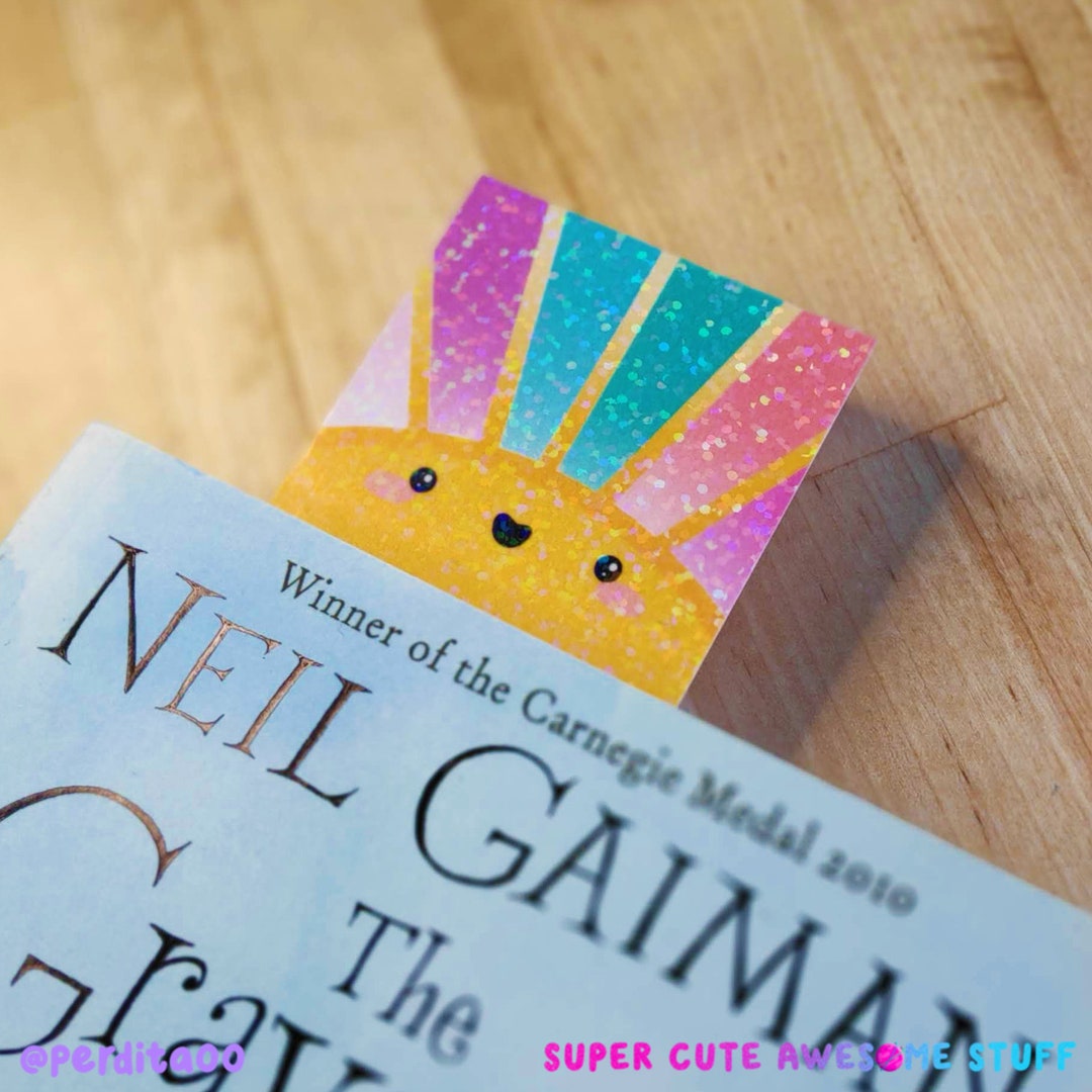Super Cute Sparkly Sunshine Bookmark - Holographic Sunny Bookmark - Sun ...