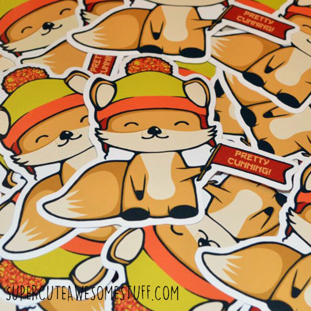 Pretty Cunning Sticker - 3 Inch Die Cut Sticker - Cute Fox Sticker ...