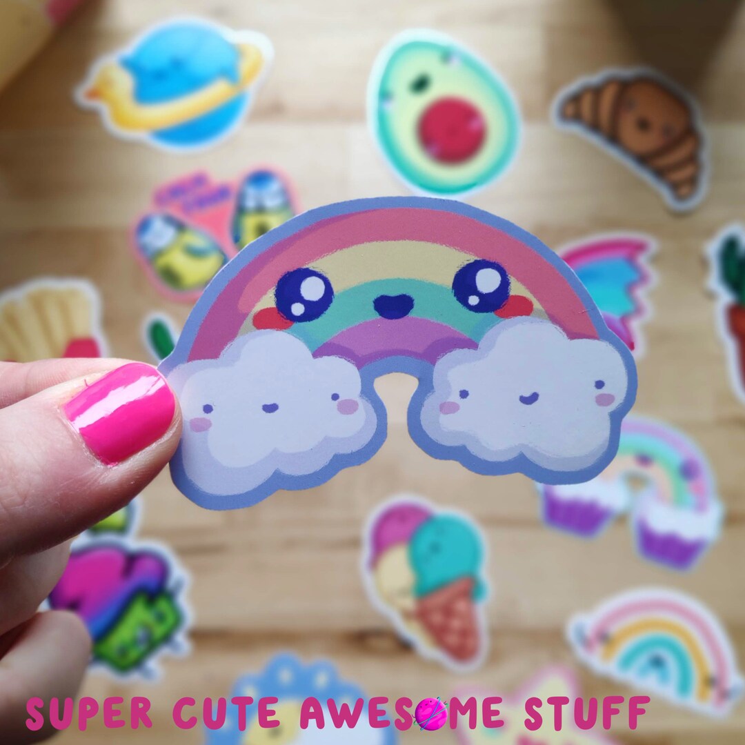 Cute Rainbow Sticker 3.5 Inch Die Cut Sticker Happy Rainbow Sticker ...