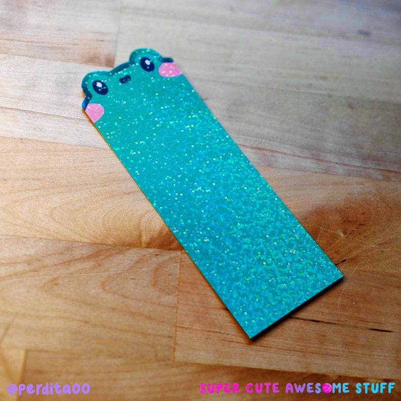 Super Cute Sparkly Frog Bookmark Holographic Froggy Bookmark | Etsy