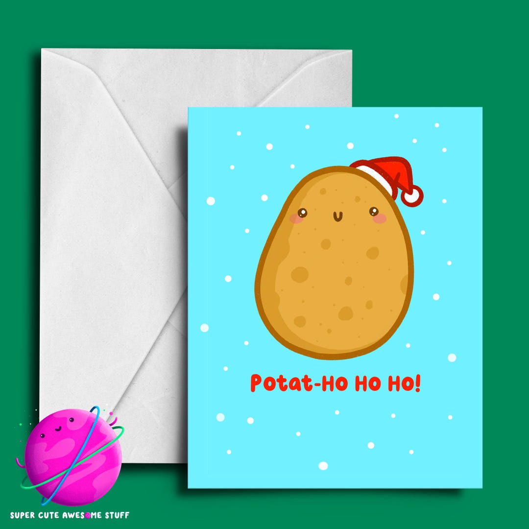 Potato Christmas Card, Christmas Food, Food Christmas Gift, Cute Food ...
