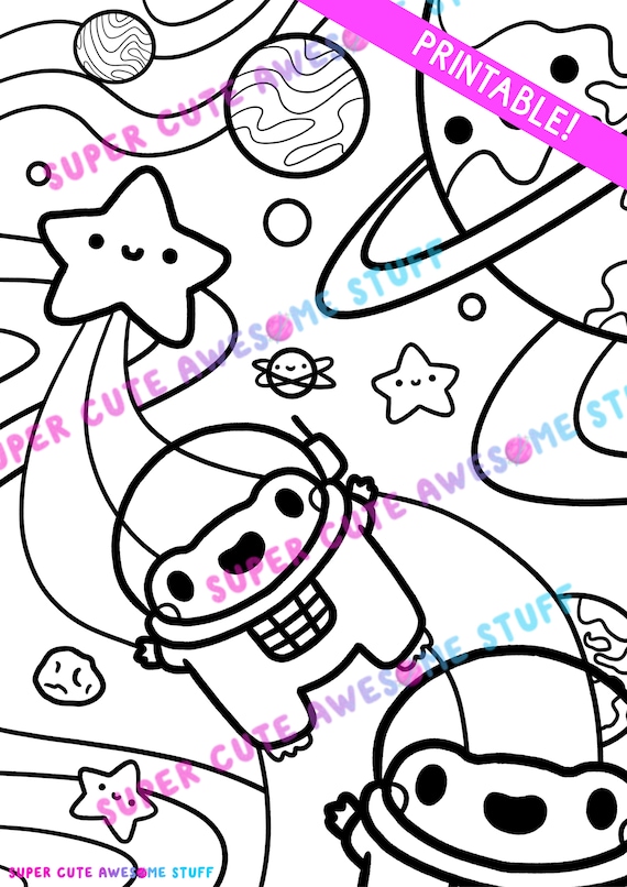 Frogs in Space Colouring Page Digital Download / Printable - Etsy