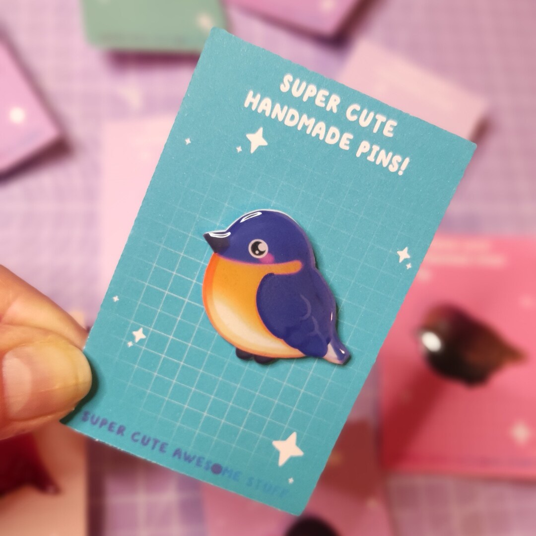 Bluebird Pin, Handmade Pins, Birb Pin Badge, Bird Gifts, Magpie Art ...