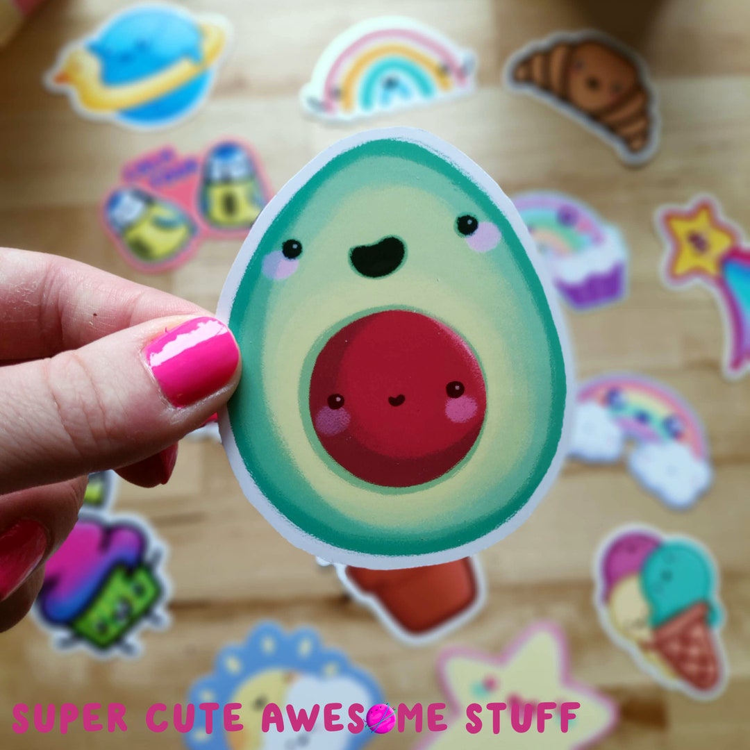 Cute Avocado Sticker, Kawaii Avocado, Laptop Stickers, Kawaii Food ...
