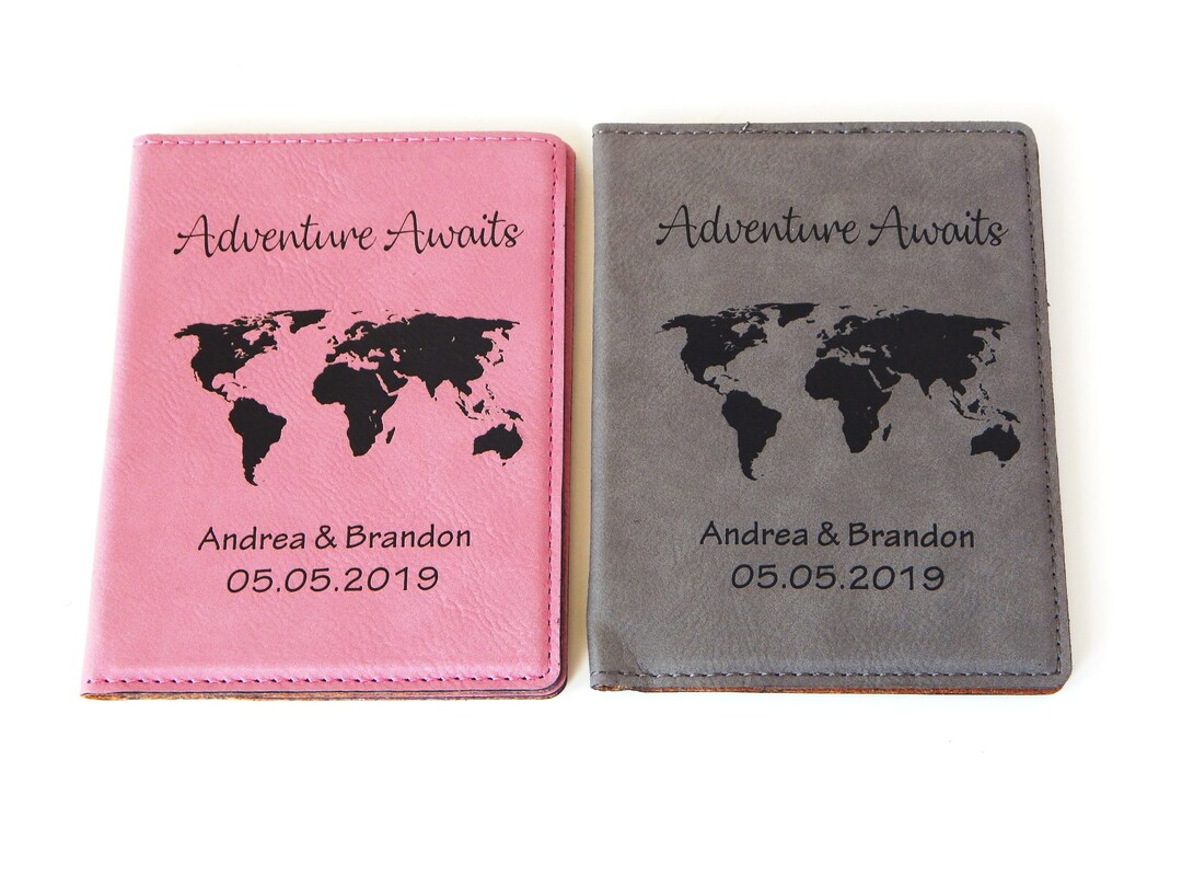 Personalized Travel Gift for Couple: Engraved Leather Passport Holder ...