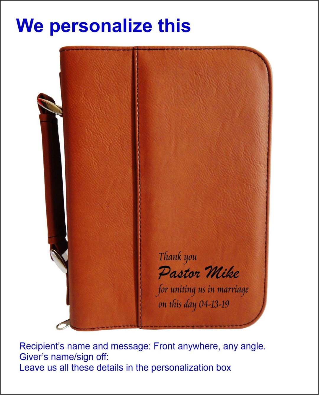 Custom Bible Cover Gift for Pastor | Wedding Officiant Gifts ...