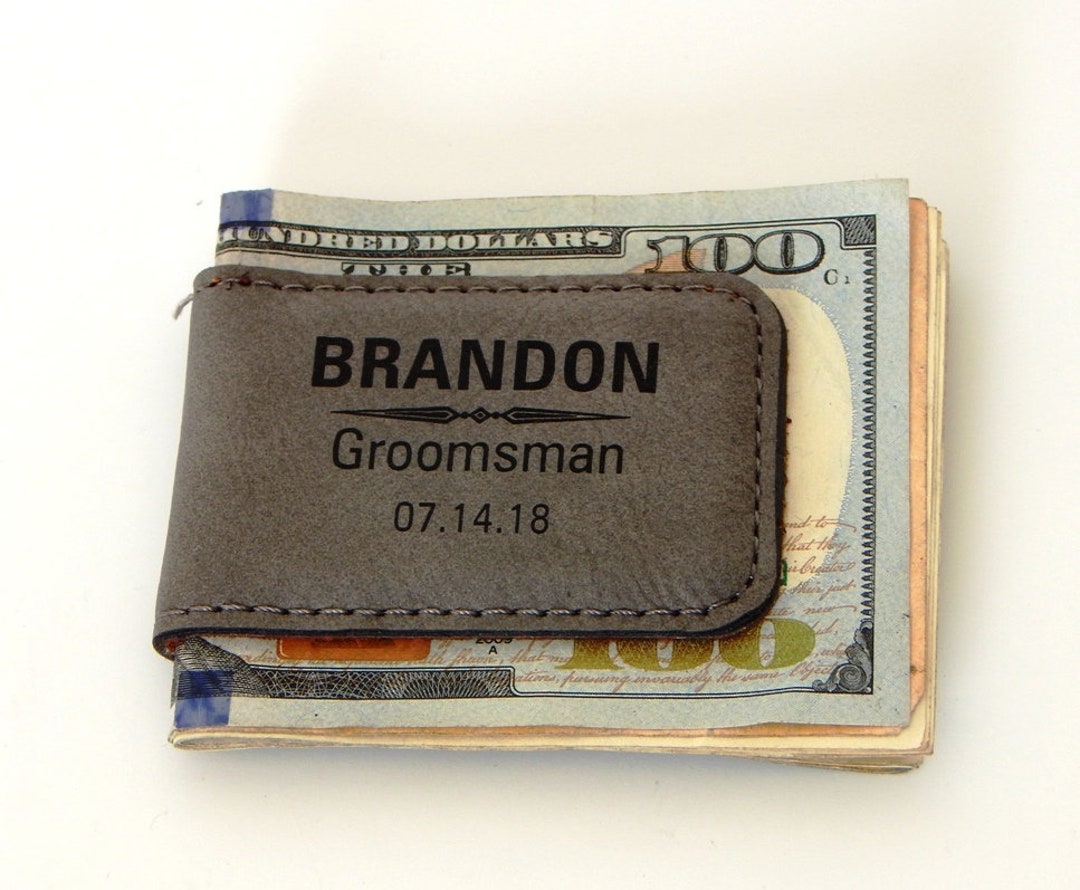 Custom Money Clip | Personalized Gifts for Groomsmen | Engraved Leather ...