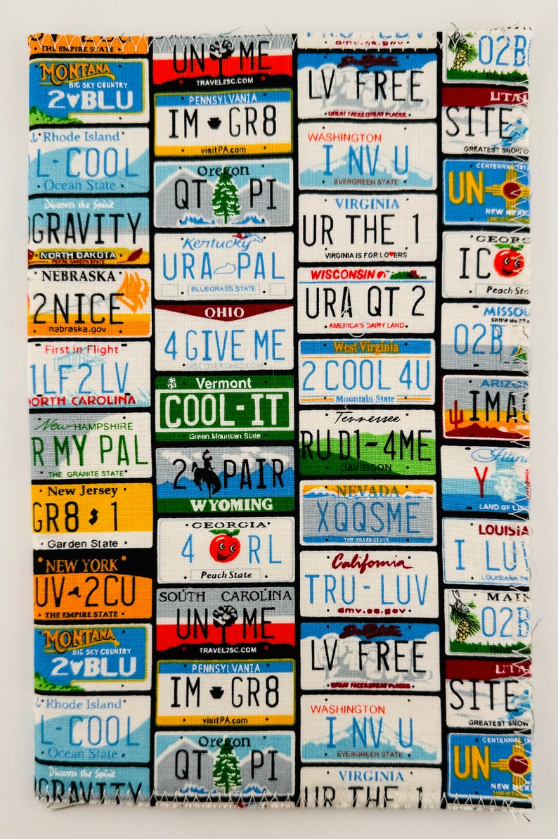 LICENSE PLATE Book Cover. Fabric Softcover Journal Cover. Planner Cover ...