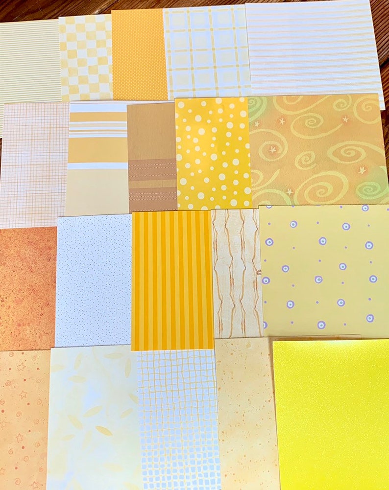 Yellow Patterned Scrap Paper Pack. Paper Pieces. Junk Journal | Etsy
