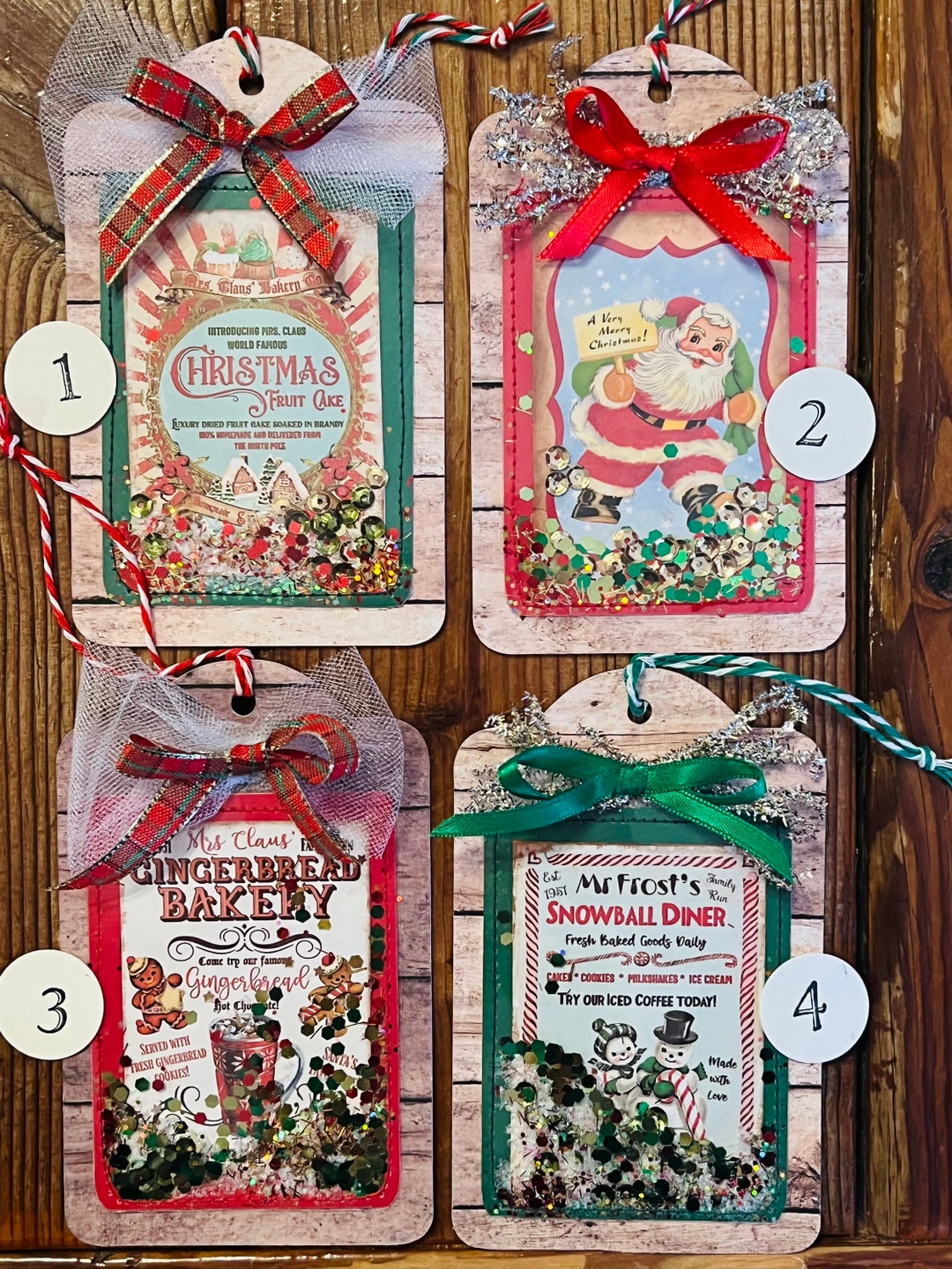Handmade Christmas Shaker Tags. Paper Ephemera. Gift Tags. Paper Craft ...