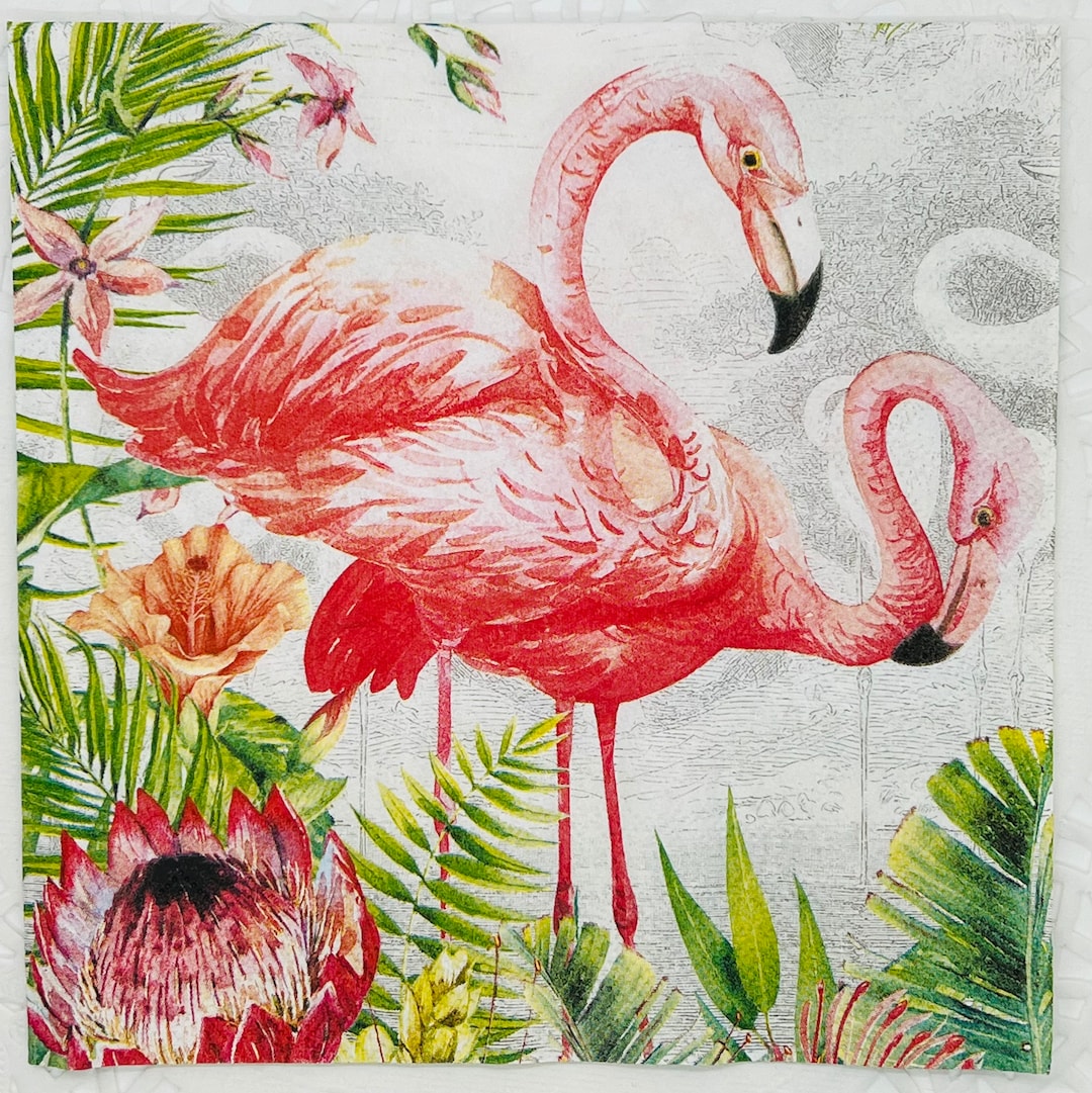 Set of 2 Flamingo Napkins. Lunch Paper Napkins. Decoupage. Card Making ...