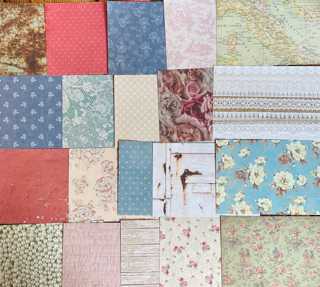 Shabby Chic Paper Pack, Rustic Patterned Paper, Junk Journal, Mixed ...