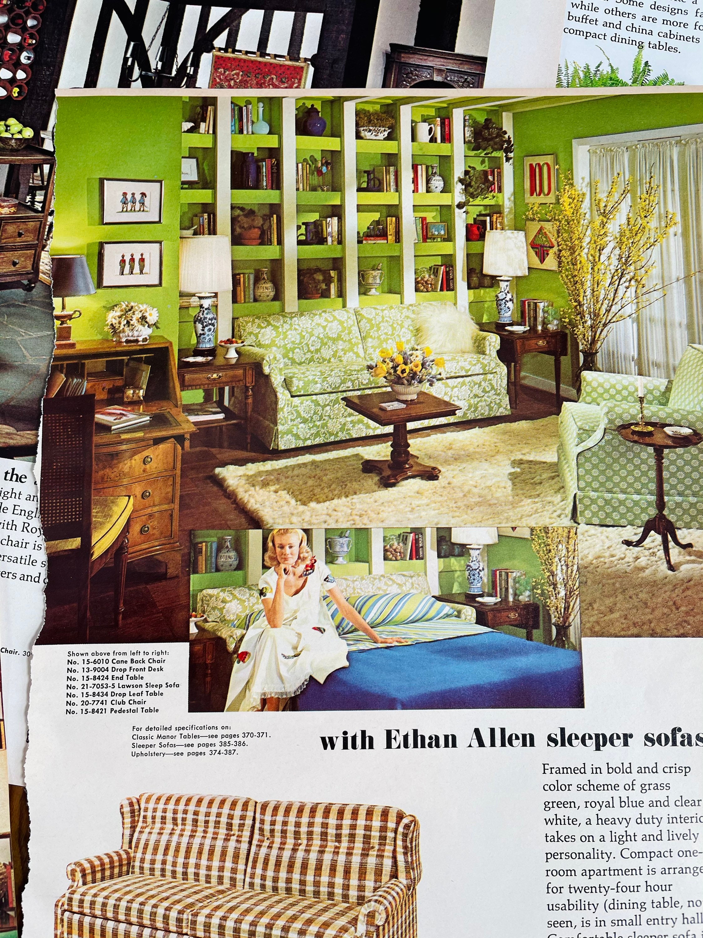 VINTAGE Ethan Allen Treasury Book Pages. Home Interior Ephemera. Junk ...
