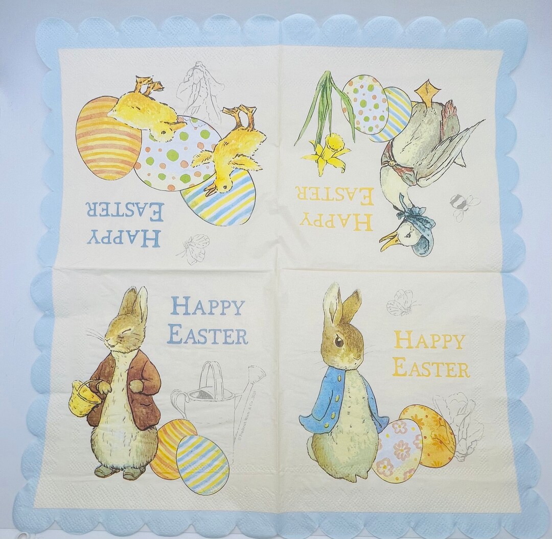 2 Peter Rabbit Easter Napkins. Lunch Paper Napkins for Decoupage. Card ...