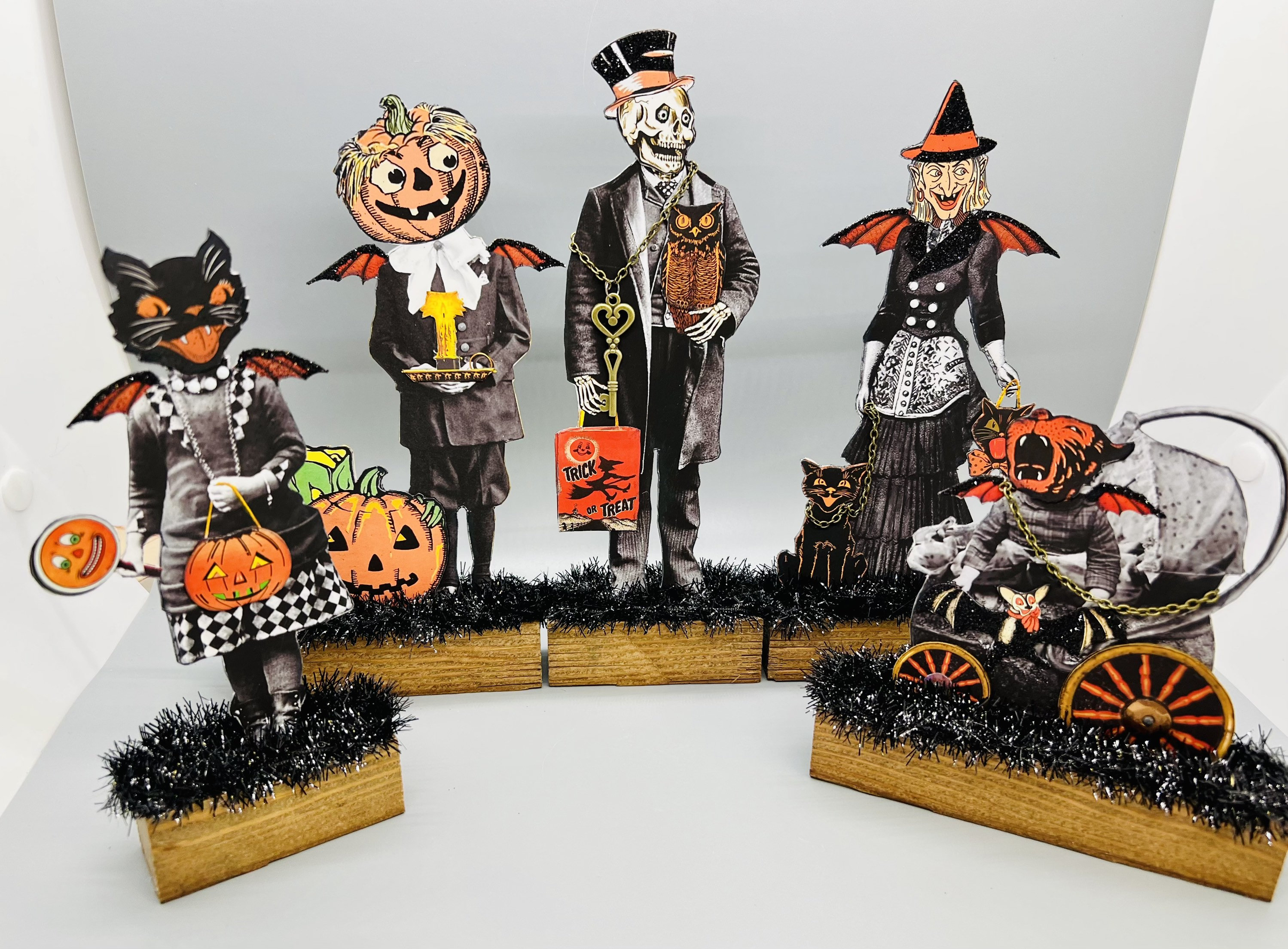 Vintage Halloween Paper Art Decorations. Spooky Accents. Mantle Decor ...