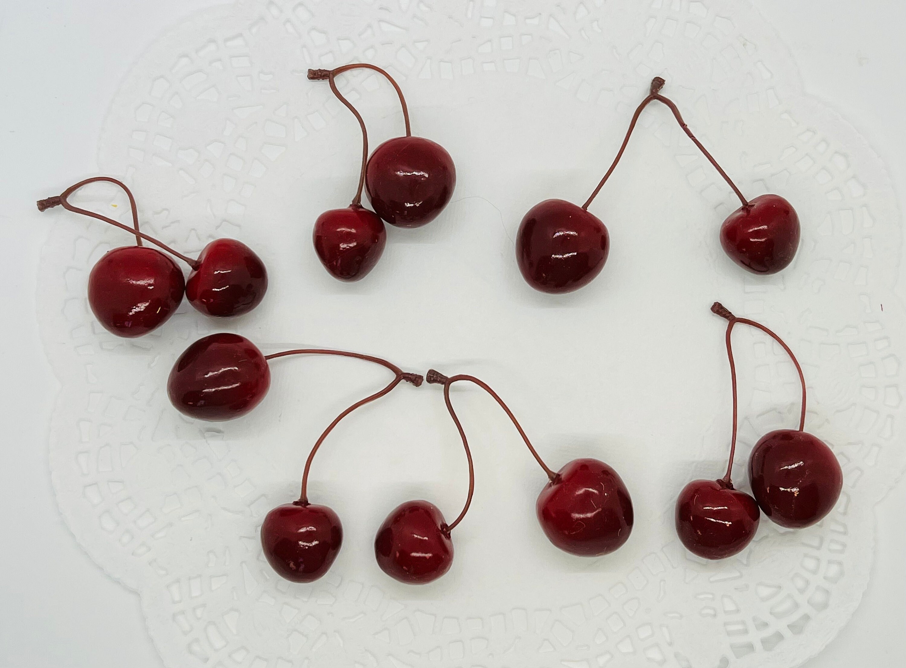 12 Fake Artificial Cherries. Kitchen Fake Fruit. Faux Cherry Decoration ...