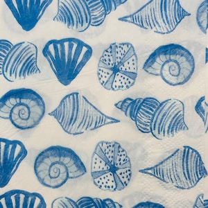 2 Seashell Paper Guest Towel Napkins. Napkins for Decoupage. Card ...