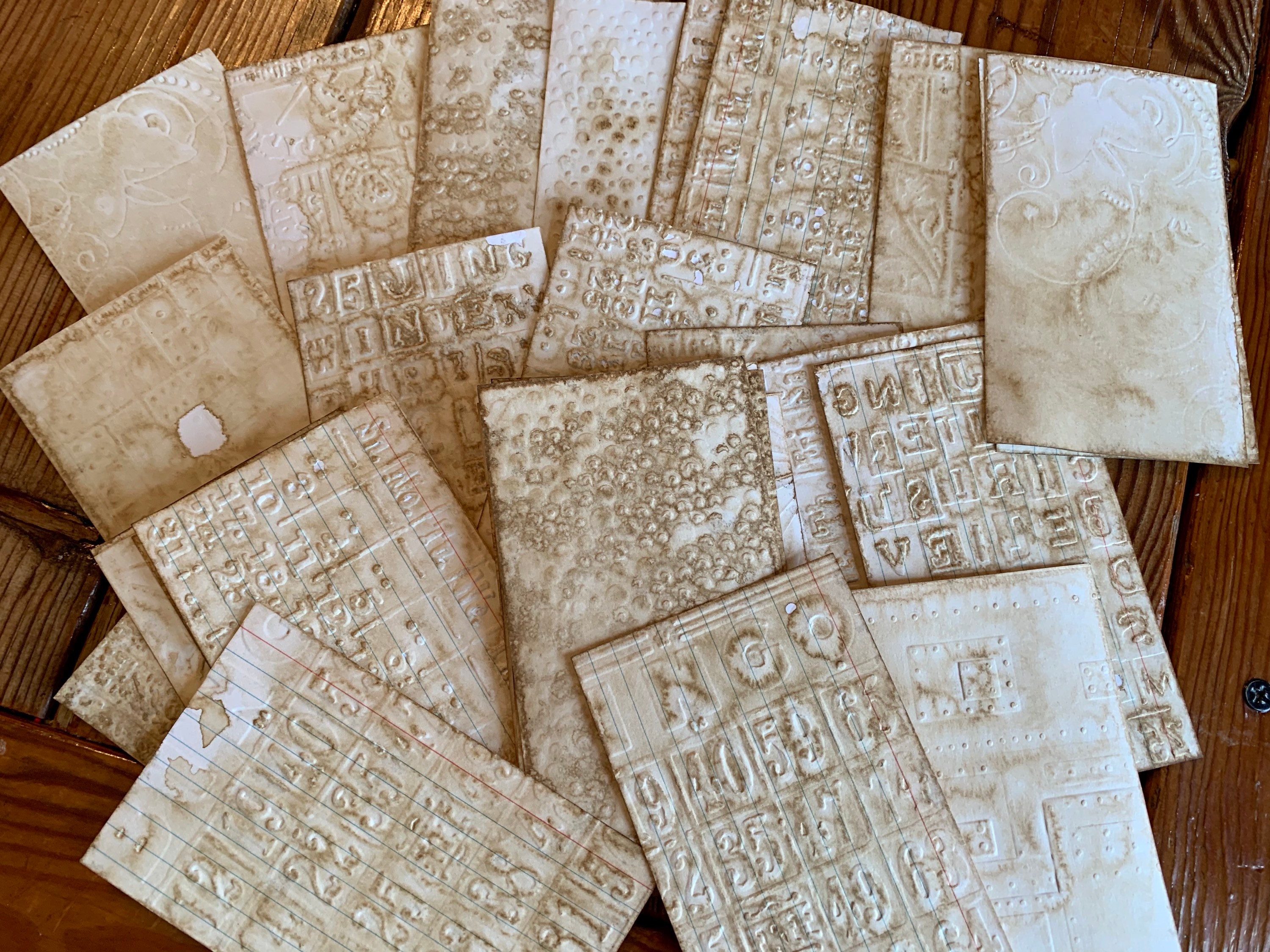 20 Embossed/coffee Dyed Index Cards. Coffee Stained Paper. - Etsy