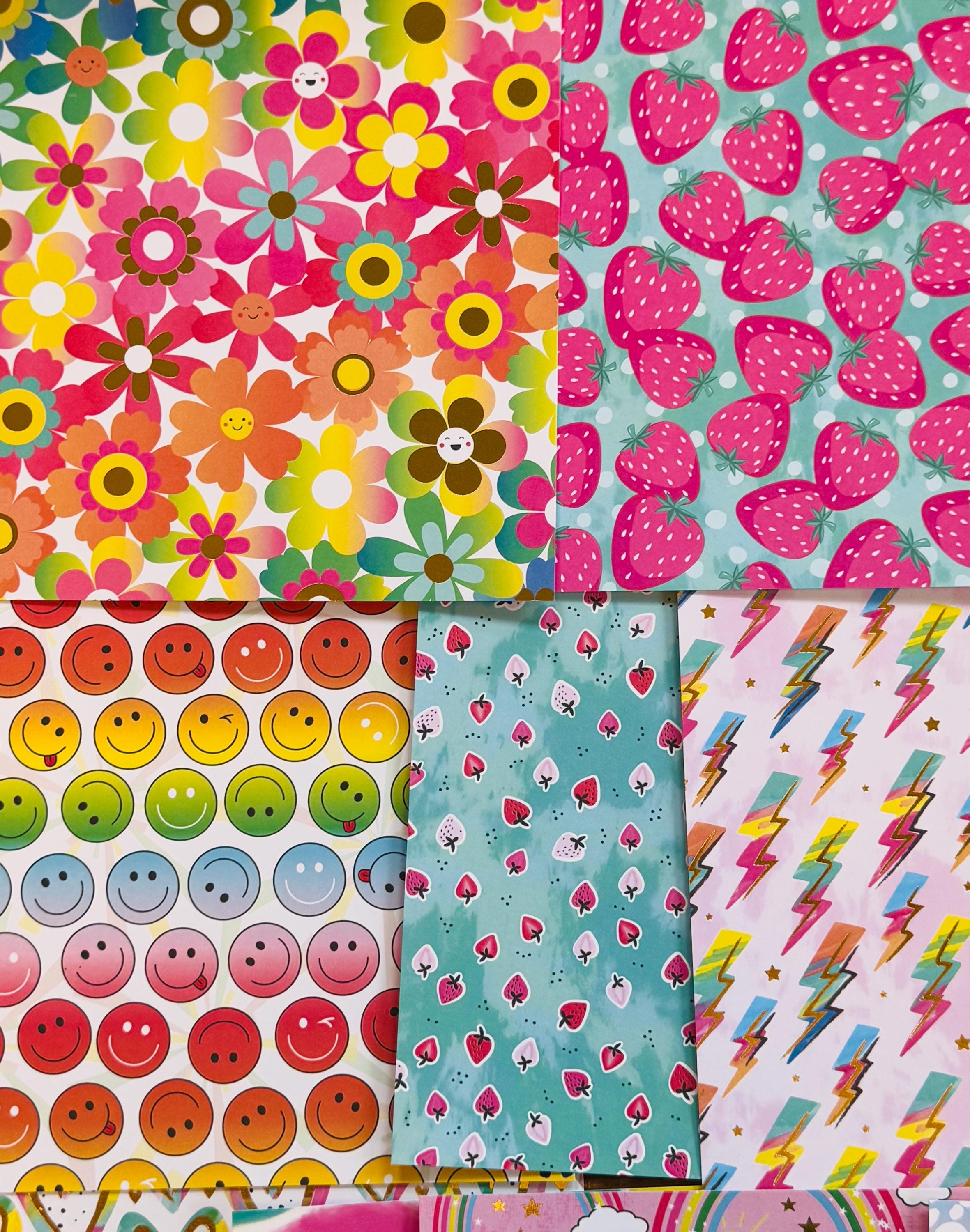 Retro Bright Scrap Paper Pack. Paper Pieces. Craft. Junk Journal. Mixed ...