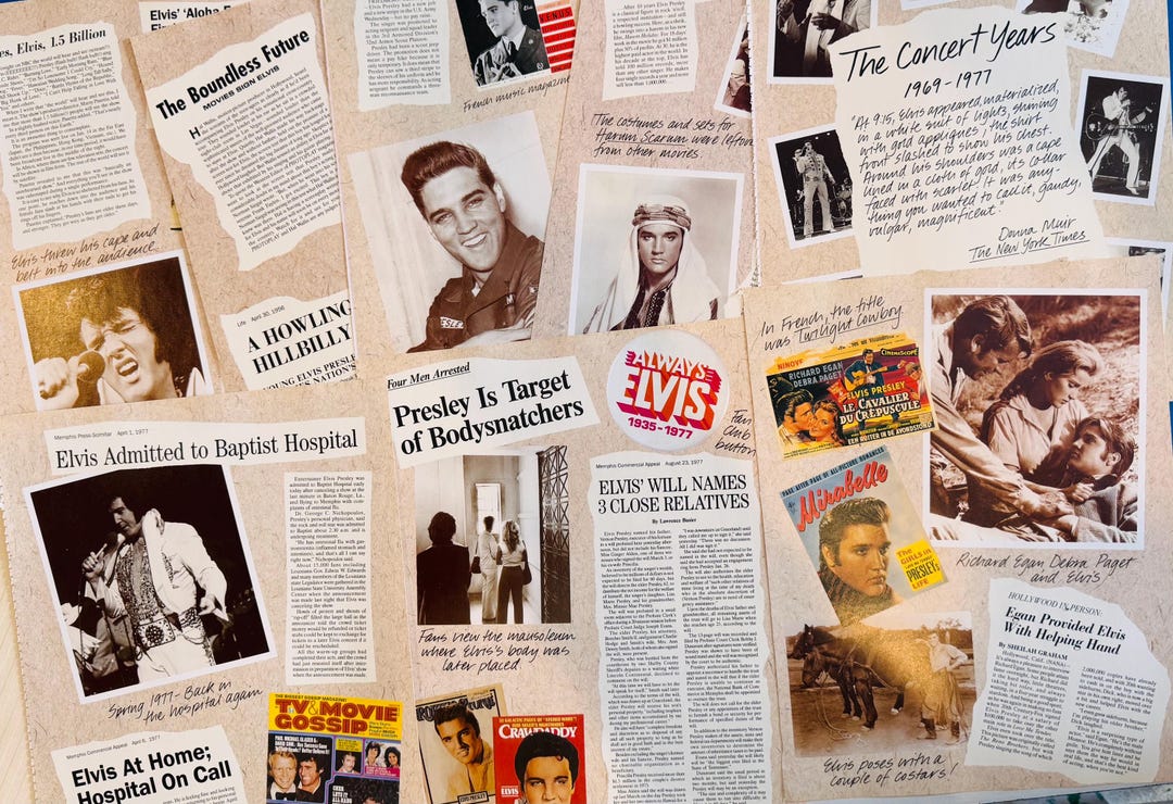 Set of 10 Elvis Book Pages. Vintage Ephemera. Paper Embellishments ...