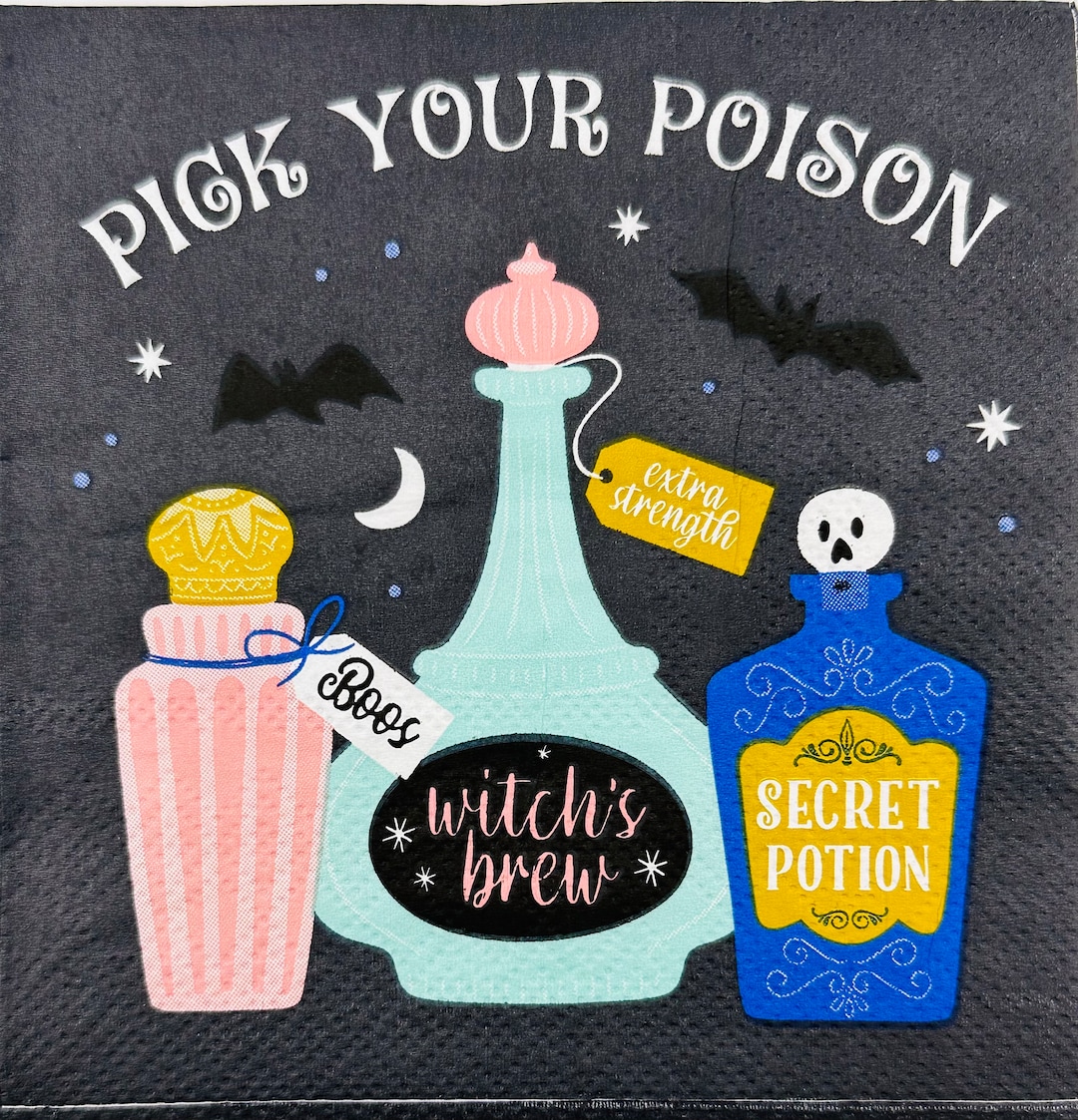 4 Pick Your Poison Paper Napkins. Halloween Cocktail Napkins for ...